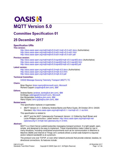 mqtt v5 0 cs01 pdf computer networking computer data