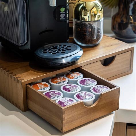 Wooden K Cup Organizer Coffee Pod Storage Box Coffee Pods