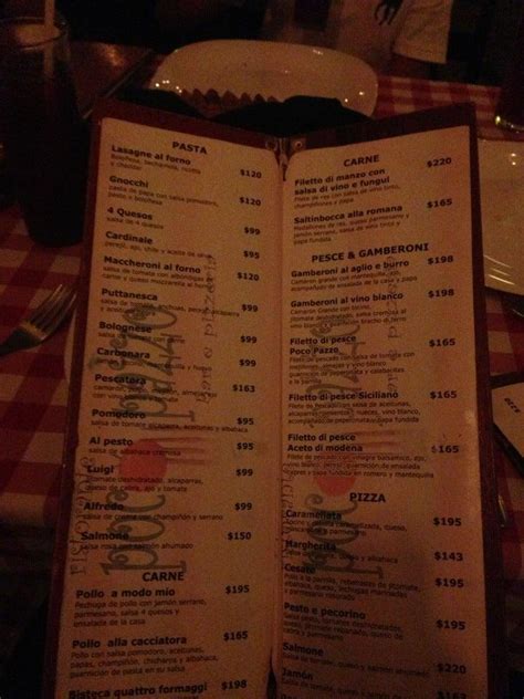 Menu At Poco Pazzo Restaurant Manzanillo