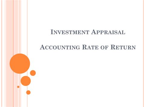 Investment Appraisal Accounting Rate Of Return