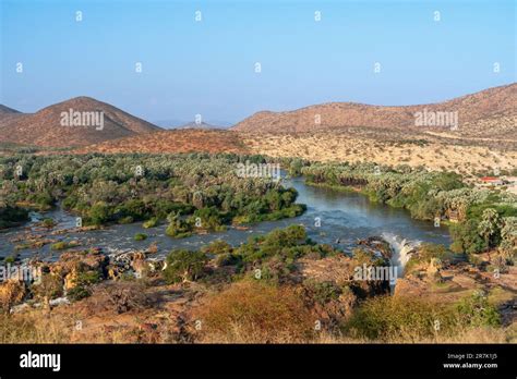 River Rushing Over Jagged Cliffs Epupa Falls Cunene River In Namibia