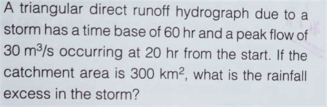 answered a triangular direct runoff hydrograph… bartleby