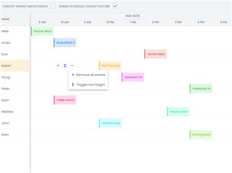 Bryntum Scheduler Schedule Tick Cell Hover Widget