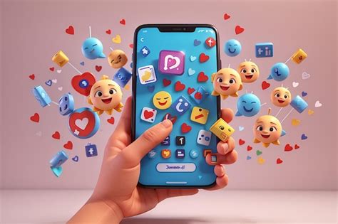 Premium Photo Online Social Media Platform D Render With Emoji And