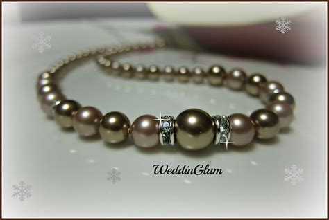 Bridal Pearl Necklace Wedding Jewelry Swarovski By Weddinglam