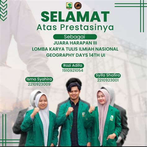 Membanggakan Mahasiswa Teknik Sipil Unand Memperoleh Dua Prestasi Dalam Acara The 14th G Days 2022