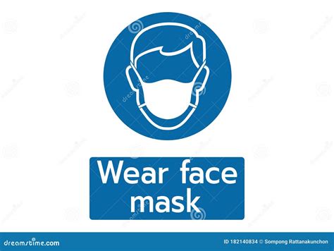 Wear Face Mask Notice Wear Face Mask Symbol And Safety Sign Vector