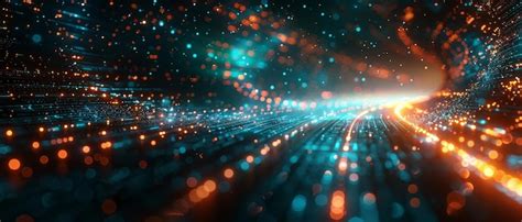 Premium Photo Technology Speed Connect Blue Green Background Cyber Nano Information Abstract