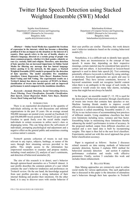 Pdf Twitter Hate Speech Detection Using Stacked Weighted Ensemble Swe Model