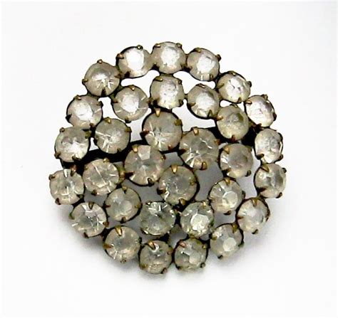 Antique 1800s Paste Or Rhinestone Brooch Prong Set Stones Victorian