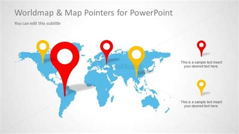 World Map PowerPoint Slide Design With Map Pointers SlideModel