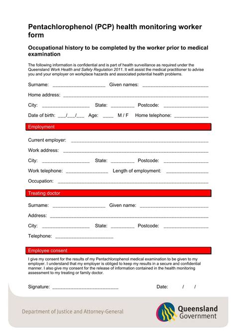 Pcp Health Monitoring Forms Queensland Government