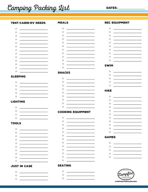 Free Printable Camping Checklist Gear Up Printables For Everyone