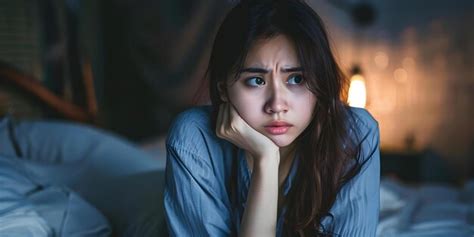 A Sad And Disappointed Asian Woman In A Dark Bedroom Concept Portrait Photography Emotions Asian