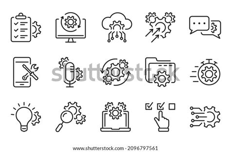 Technology Configuration Line Icon Gear Computer Stock Vector Royalty Free 2096797561