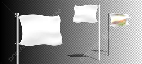 Wavy Flag Vector Hd Png Images Flag Realistic Set With Metal Flagpole