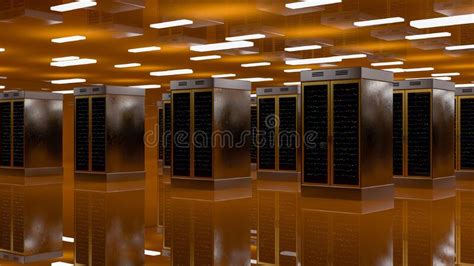 Server Room Server Data Center Backup Mining Hosting Mainframe Farm And Computer Rack With