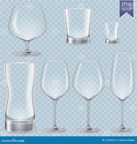 Set Of Cocktail Stemware And Glasses For Alcohol Stock Vector
