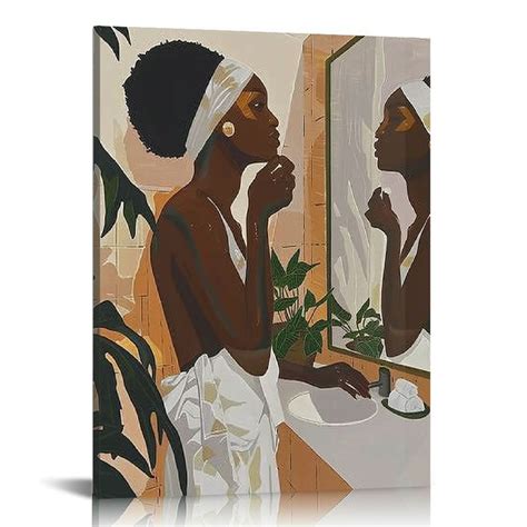 Onetech African American Bathroom Wall Art Canvas Poster Decorative