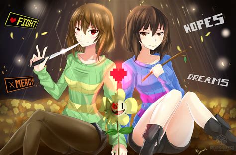 Undertale 1970249 Фан арт Чара Мультипликационные девочки