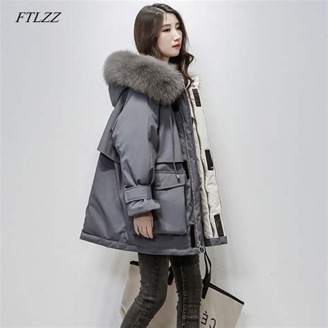 Winter Womens Real Fox Fur Hooded Down Parka Long Parka Coat Thick Warm White Duck Down
