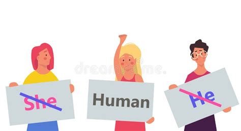 Gender Neutral Vector Illustration Person He She Human Design