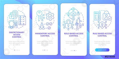 Types Of Access Control Blue Gradient Onboarding Mobile App Screen