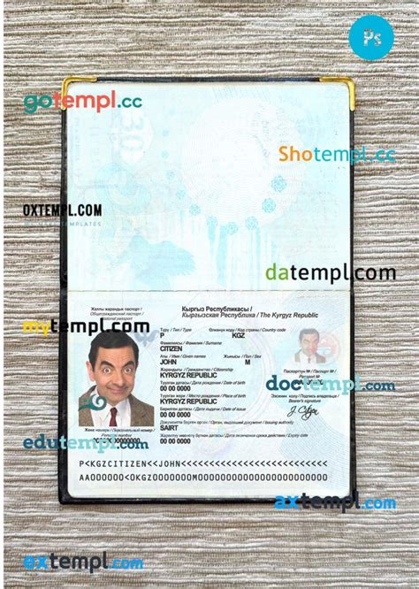 Kyrgyzstan Passport Editable Psd Files Scan And Photo Look Templates