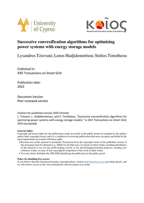 PDF Successive Convexification Algorithms For Optimizing Power Systems With Energy Storage Models
