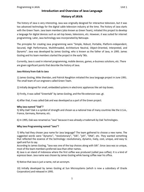 Unit 1 Introduction And Overview Of Java Language Pdf Java Virtual