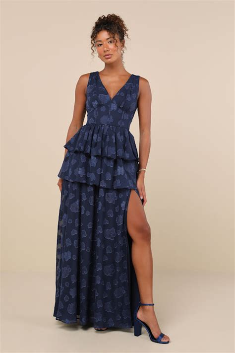 Navy Blue Tiered Dress Tiered Maxi Dress Sleeveless Dress Lulus