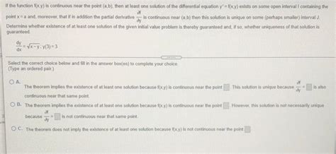 Solved म If The Function F X Y Is Continuous Near The Point