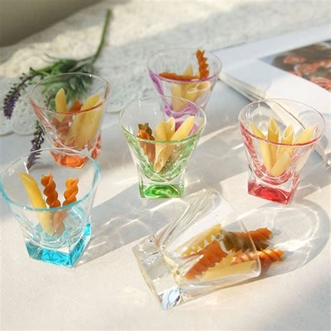 내집마켓 🍹홈파티 감성 특이한 혼술 대왕 술잔 샷잔 레인보우 크리스탈 고급 소주잔언더락 6p 세트