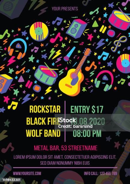 Musical Concert Poster Printing Template向量圖形及更多事件圖片 事件 俯拍 傳單 Istock