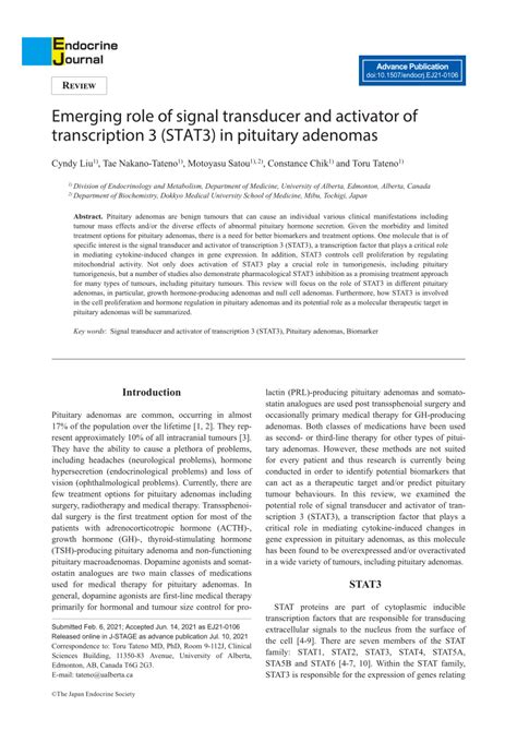 Pdf Emerging Role Of Signal Transducer And Activator Of Transcription