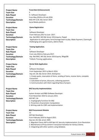 Prakash Kadam CV PDF