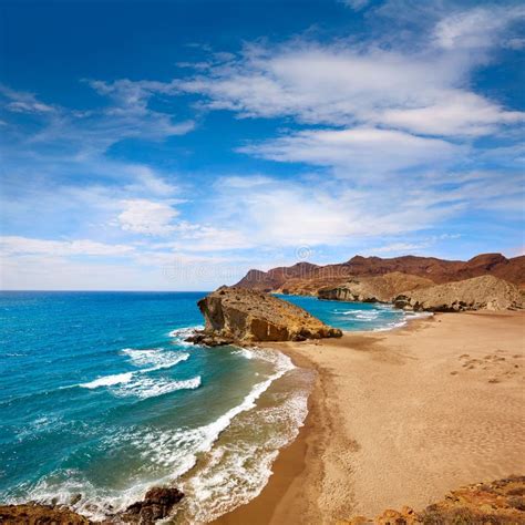 Praia De Almeria Playa Del Monsul Em Cabo De Gata Foto De Stock