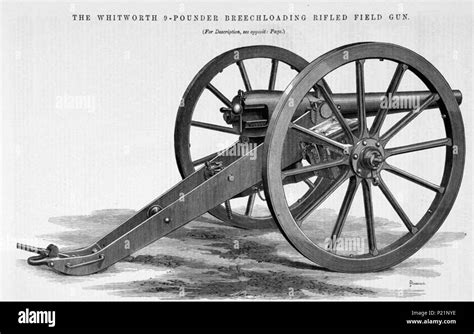 English Engraving Of Whitworth 9 Pounder Rifled Breechloading Field