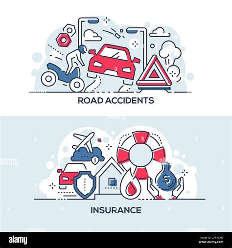 Road Accidents And Insurance Service Banner Template Stock Vector Image