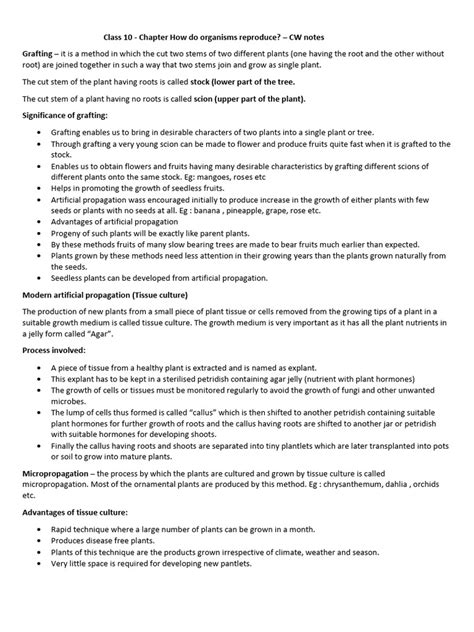 Ch How Do Organisms Reproduce Notes Pdf Grafting Sex