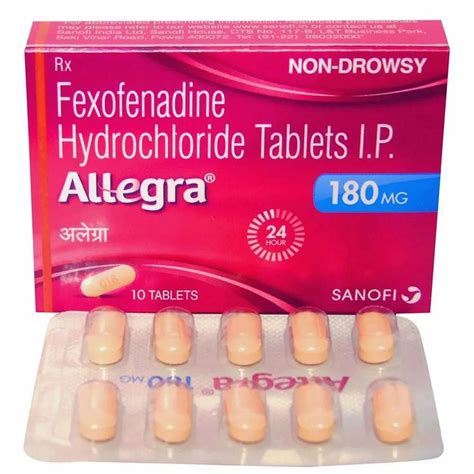 Fexofenadine 180mg Allegra 180 Mg Tablet Packaging Type Stripe