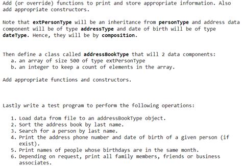 solved design an online address book to keep track of the