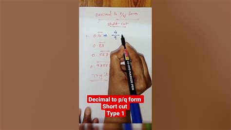 decimal to p q form short cut method non terminating and repeating