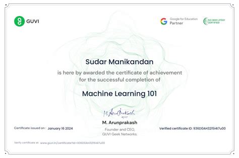 Sudar Manikandan S On Linkedin Machinelearning Certificate Learning