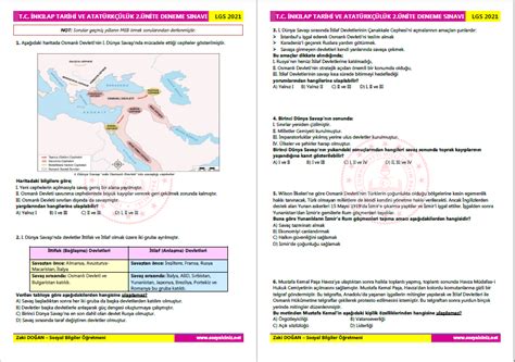 T C İnkılap Tarihi LGS Deneme Sınavı 3 Sosyal Bilgiler Sosyalciniz