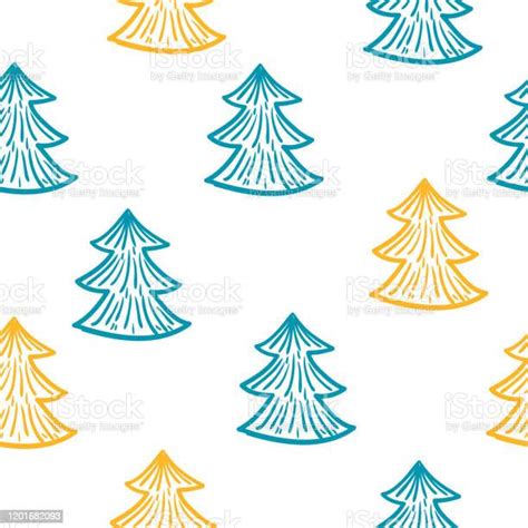핸드메이드 그래픽 포레스트 원활한 패턴 디자인 새해 카드 크리스마스 파티 초대 겨울 시즌 상점 판매 휴일 광고 가방 인쇄 티셔츠 등을위한 추상 나무 가문비나무에 대한 스톡