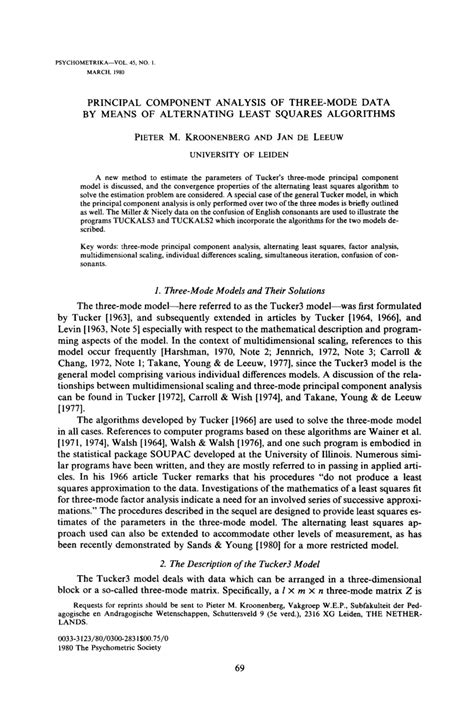 Pdf Principal Component Analysis Of Three Mode Data By Means Of