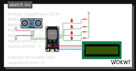 Water Level Controller Using Ultrasonic Sensor T4 Wokwi Esp32 Stm32