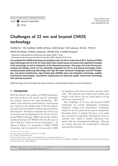 Pdf Challenges Of 22 Nm And Beyond Cmos Technology
