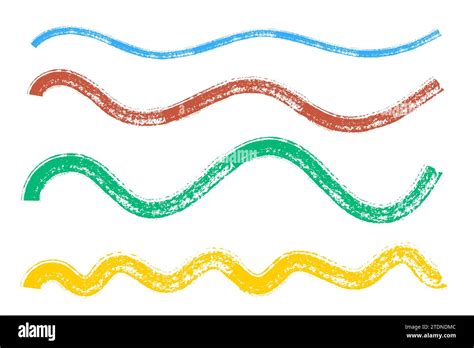 Hand Drawn Grungy Wavy Lines And Squiggles Colored Red Yellow Green Chalk Charcoal Underlines
